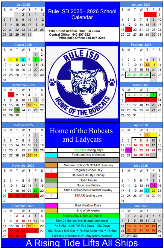 Rule ISD - 25/26 SCHOOL CALENDAR